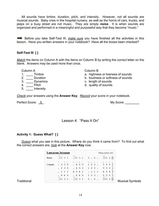 Music education ii module 1.the world of musical sounds | PDF
