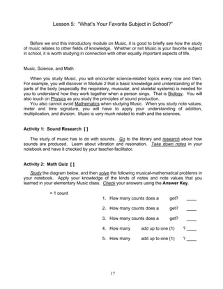 Music education ii module 1.the world of musical sounds | PDF
