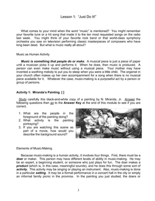 Music education ii module 1.the world of musical sounds | PDF
