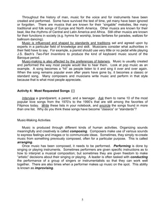 Music education ii module 1.the world of musical sounds | PDF