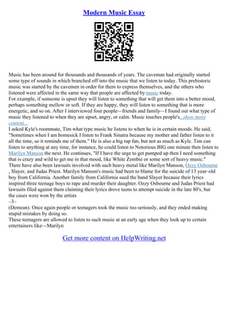 Music Essay Topics | PDF