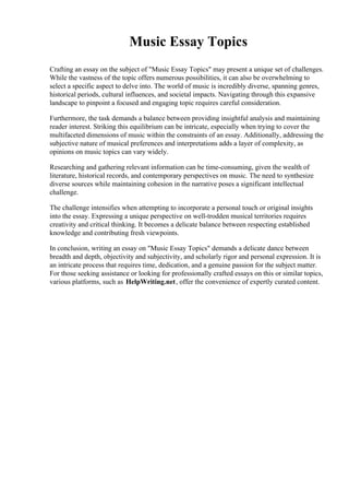 Music Essay Topics. Five Branches University | PDF