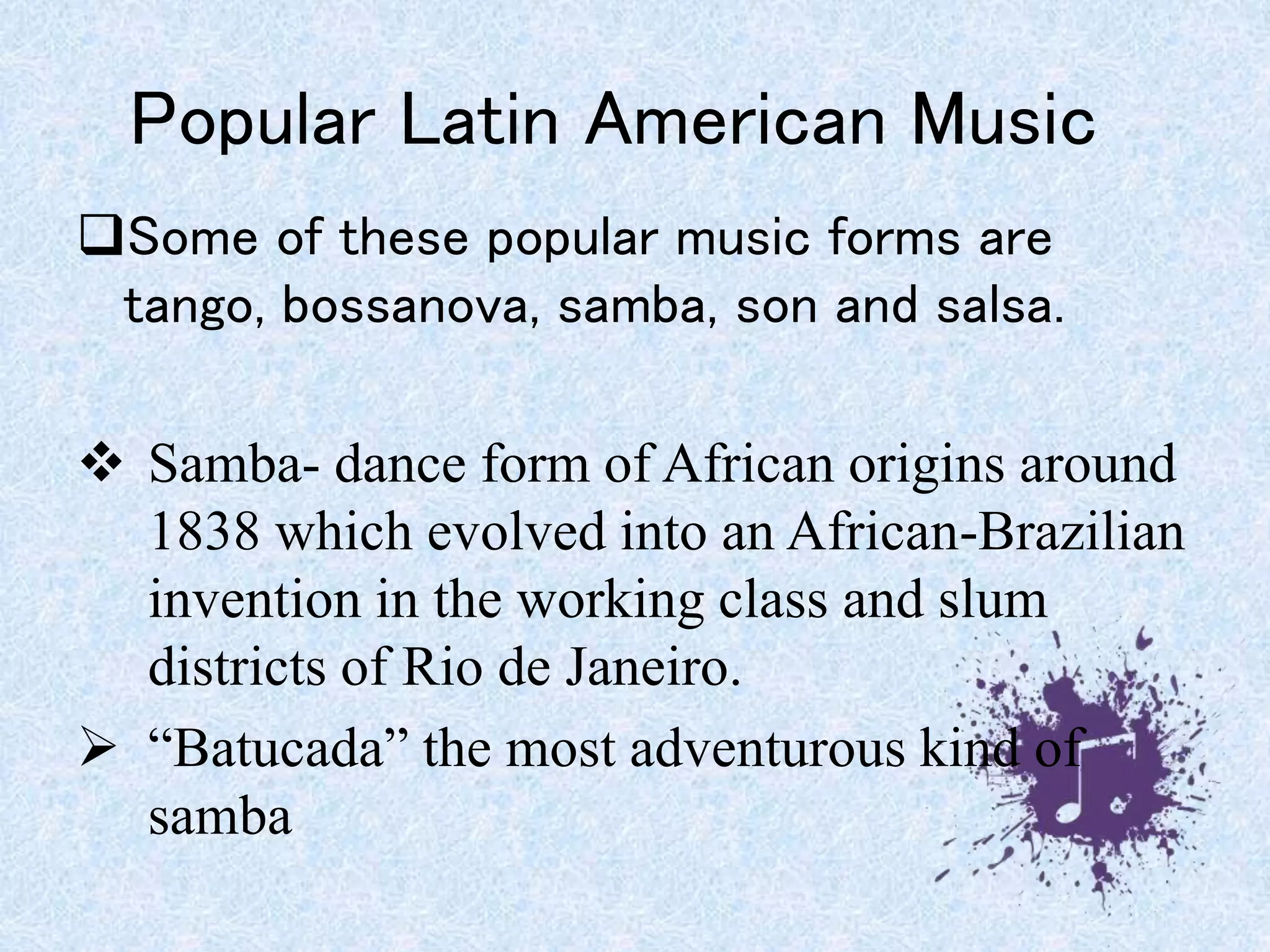 Music g10 2nd quarter latin american music | PPTX