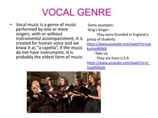 Music genre | PPTX | Musicals | Genres