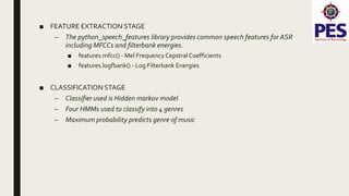 Music genre detection using hidden markov models | PPT