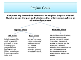 Music genres | PPTX | Religious (Music and Audio) | Music