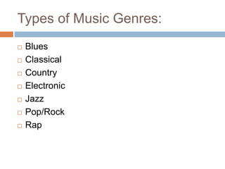 Presentation on Music Genre | PPTX