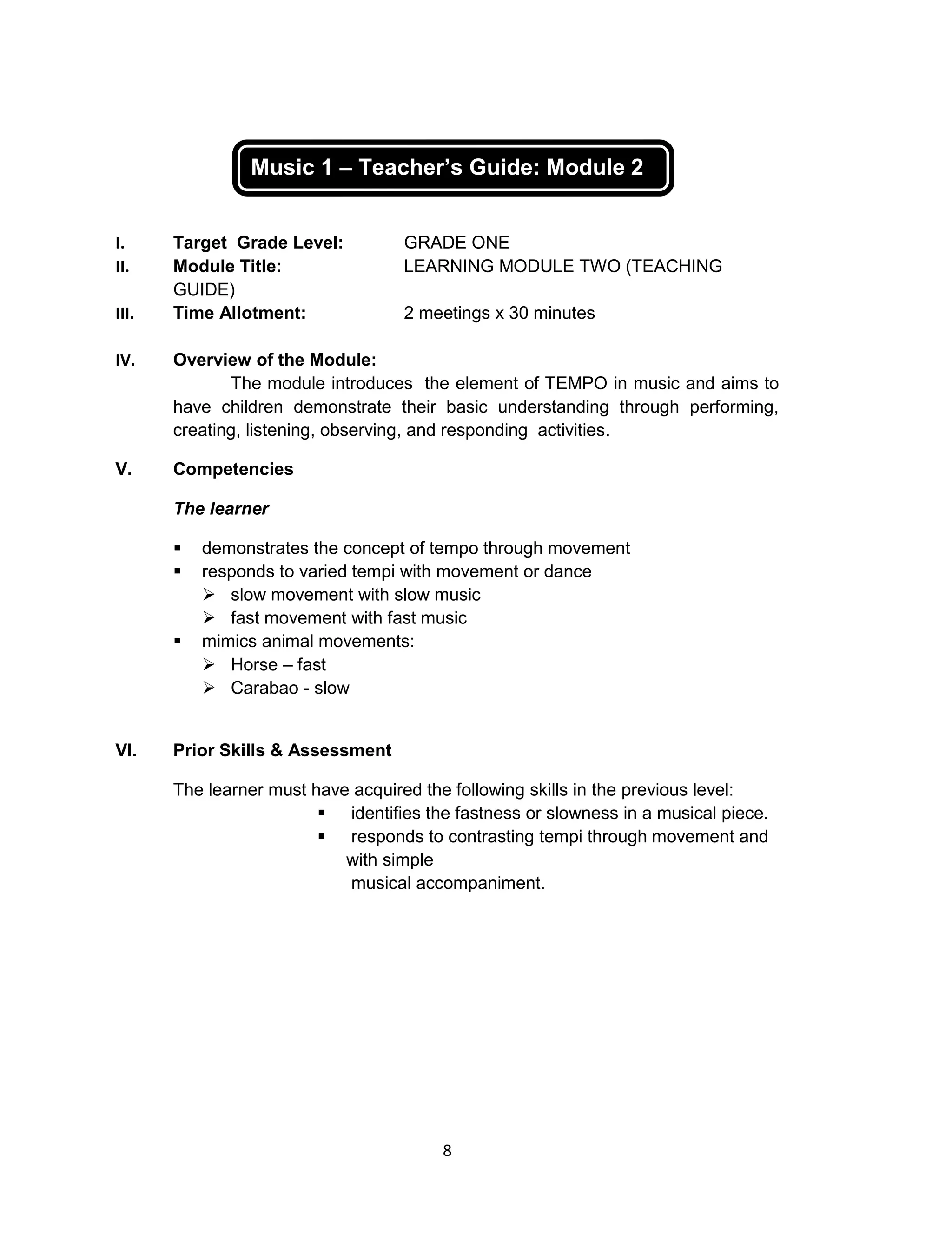 Music gr. 1 teacher's guide (q1&2) | PDF