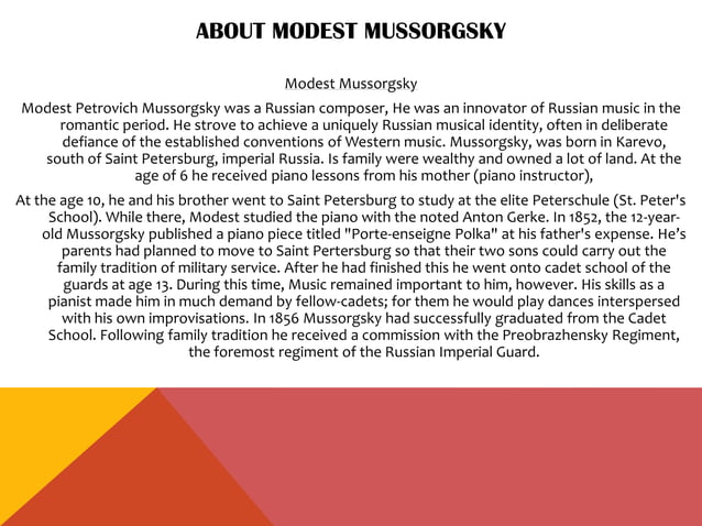 Music: visual art, modest mussorgsky, pictures of an exhibition ...