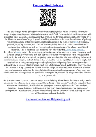 Music Industry Essay | PDF | Digital Audio | Computer Software and ...