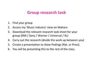 Overview of the Music Industry for G322b | PPT
