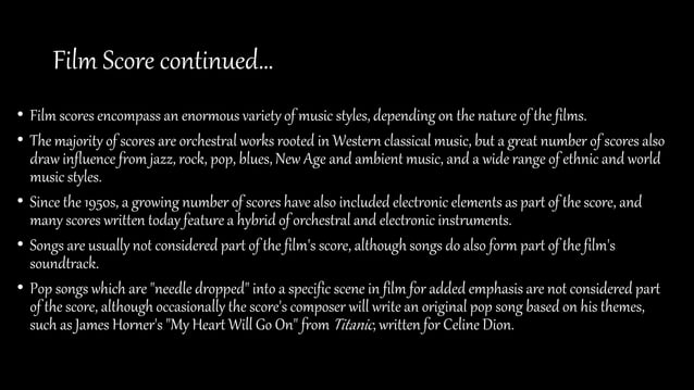 Music in film | PPTX | Soundtracks, TV and Showtunes | Music