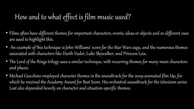 Music in film | PPTX | Soundtracks, TV and Showtunes | Music