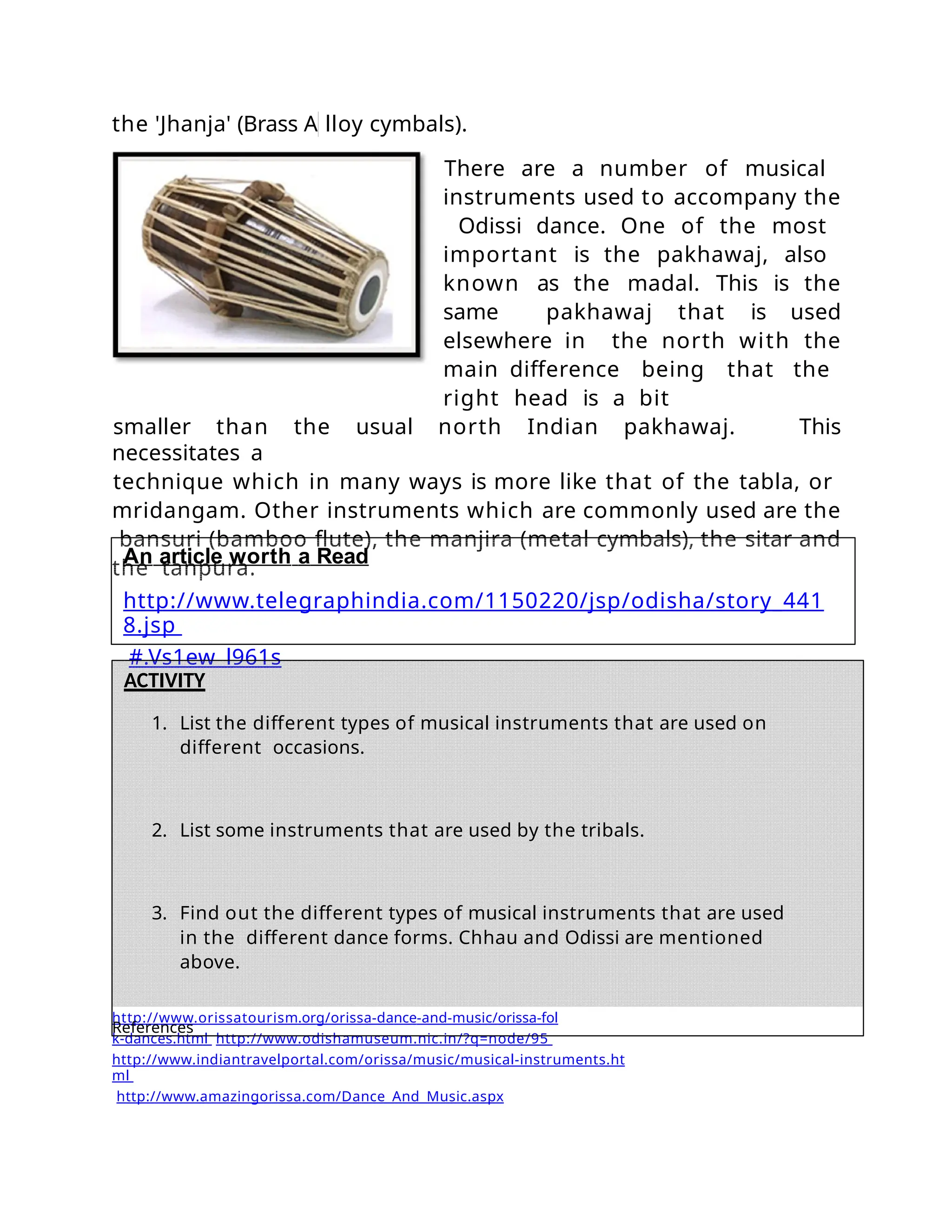 Odissi Dance, Musical Instruments of ODISHA | PPTX