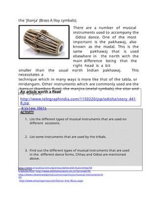 Odissi Dance, Musical Instruments of ODISHA | PPTX