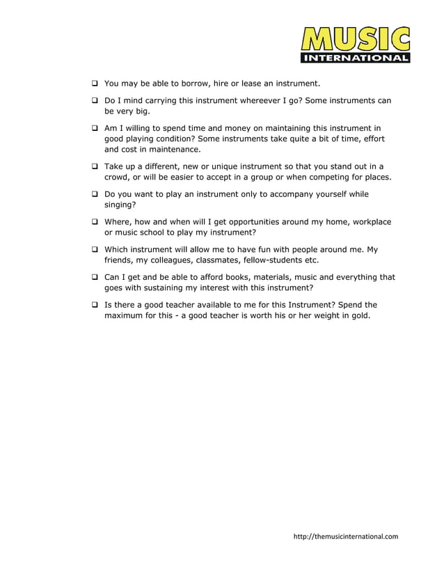 Which music instrument should you take up? | PDF