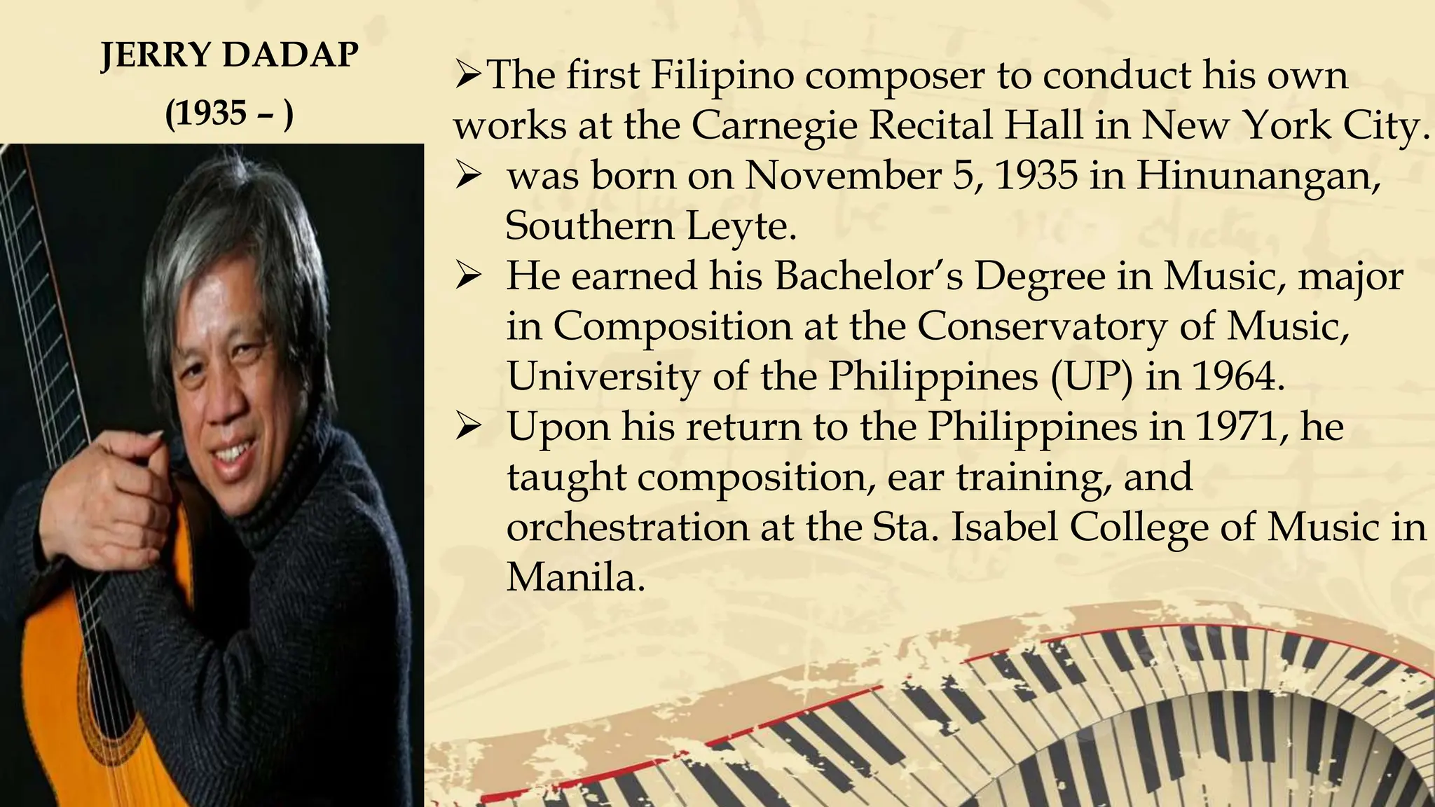 new Filipino musical composers of popular music | PPTX
