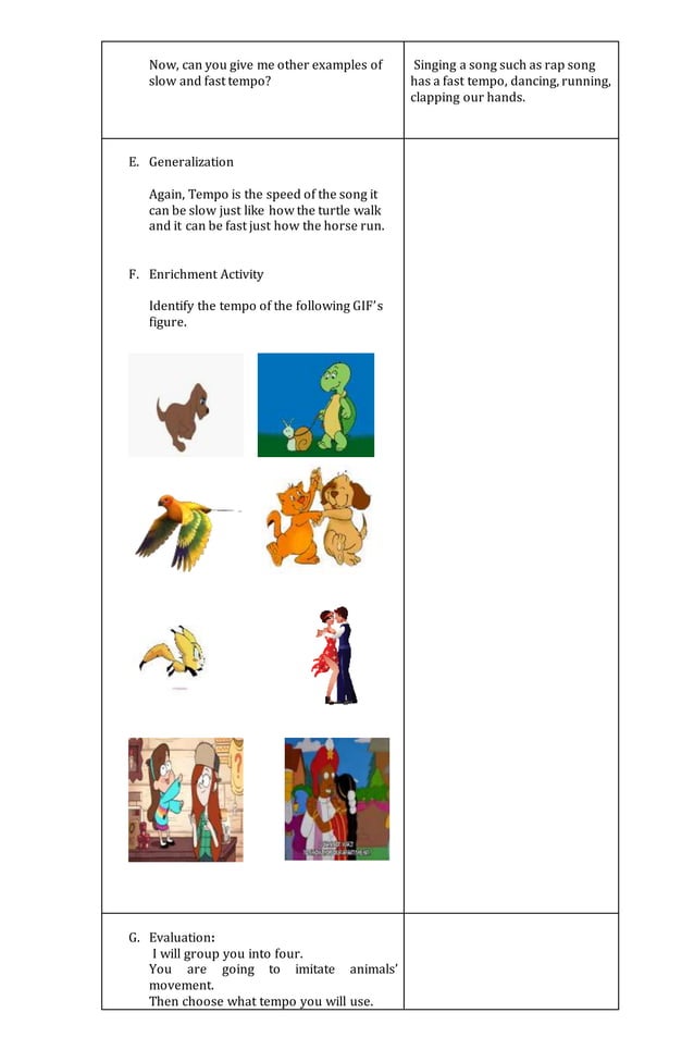 Music detailed lesson plan