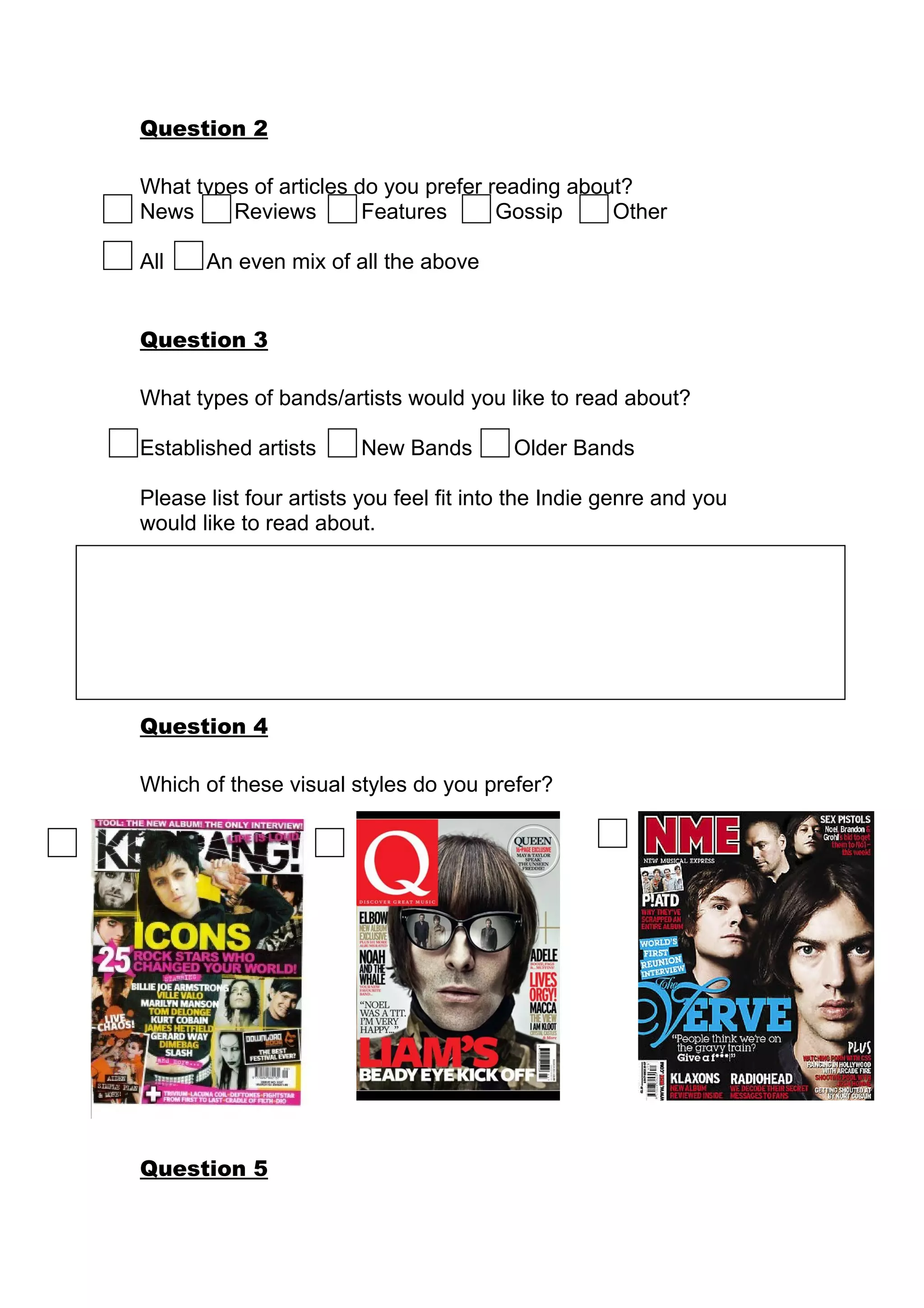Music Magazine Questionnaire | PDF