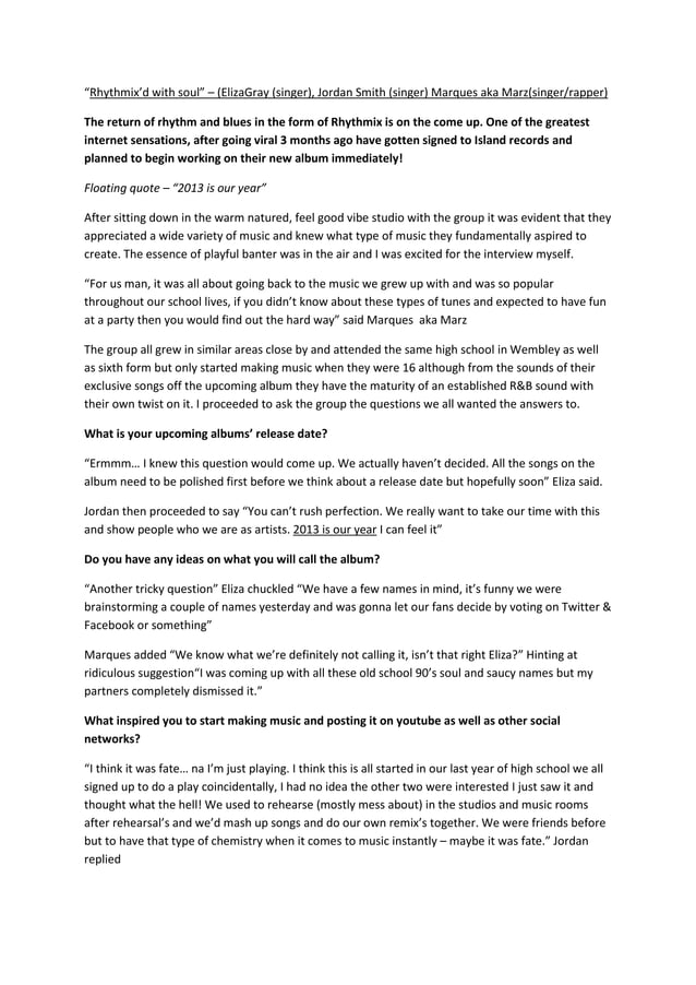 Music magazine article | DOCX