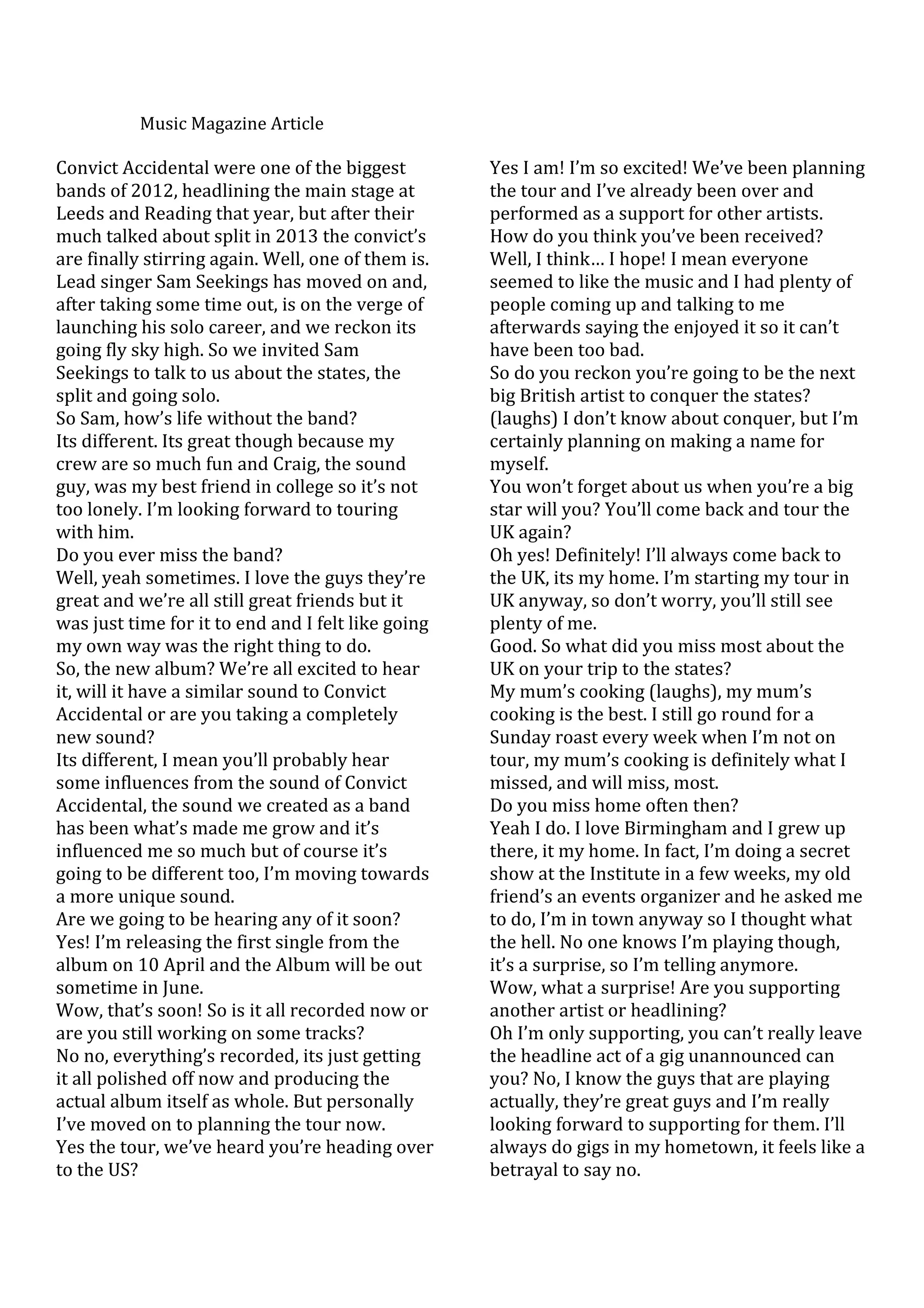 Music magazine article | PDF