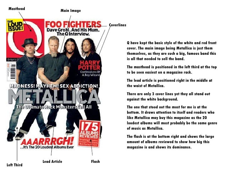 Music Magazine Analysis; Front Cover, Contents & Dps