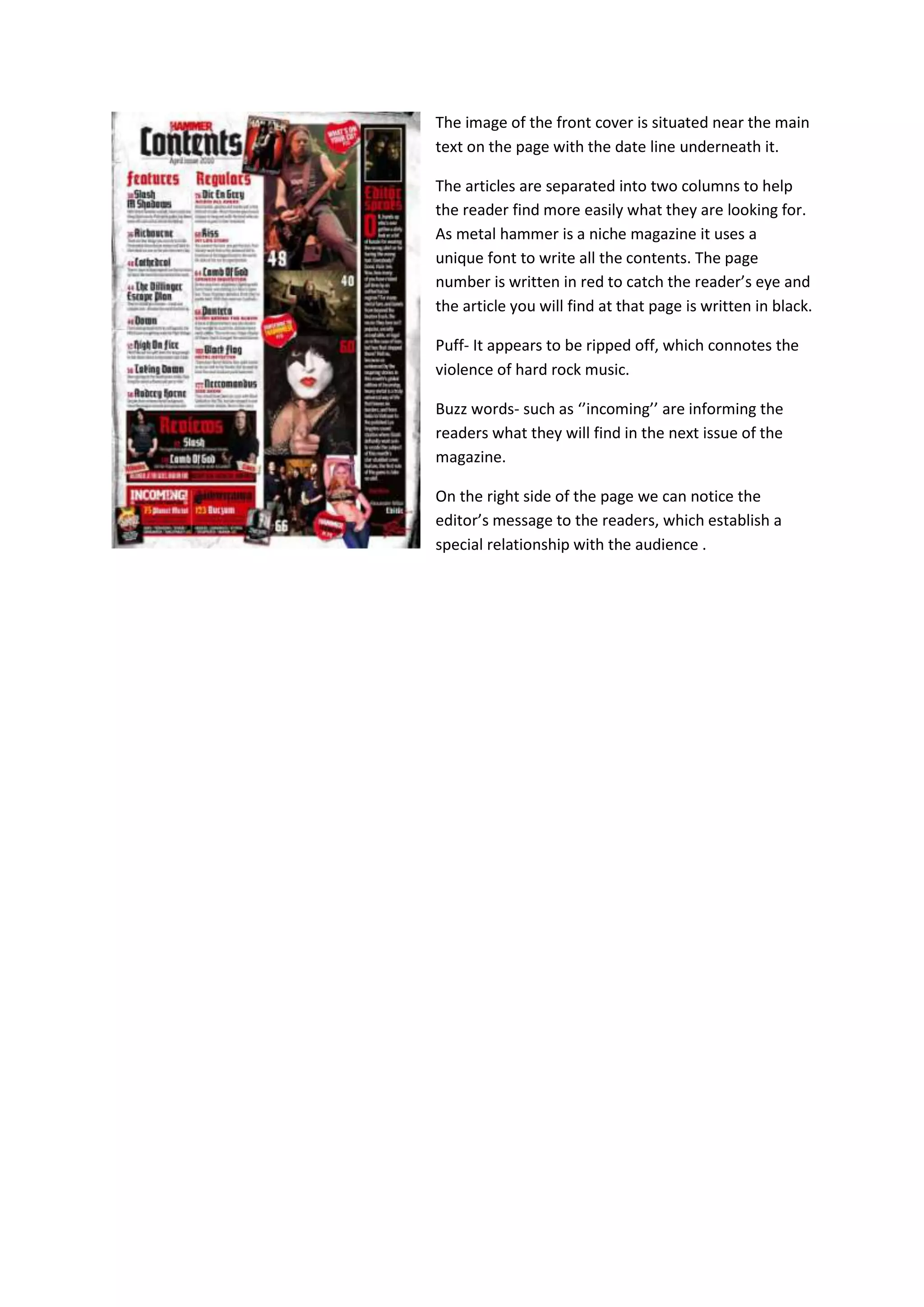 Music magazine contents page | DOCX