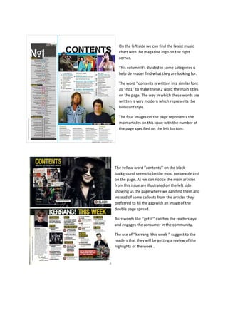 Music magazine contents page | DOCX