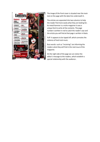 Music magazine contents page | DOCX