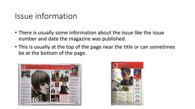 Music magazine contents page codes and conventions | PPT