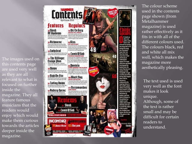Music magazine contents pages | PPTX