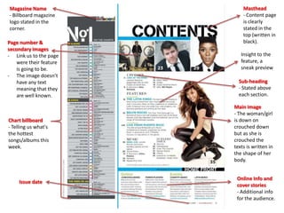 Music magazine research - contents pages | PPT