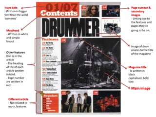 Music magazine research - contents pages | PPT