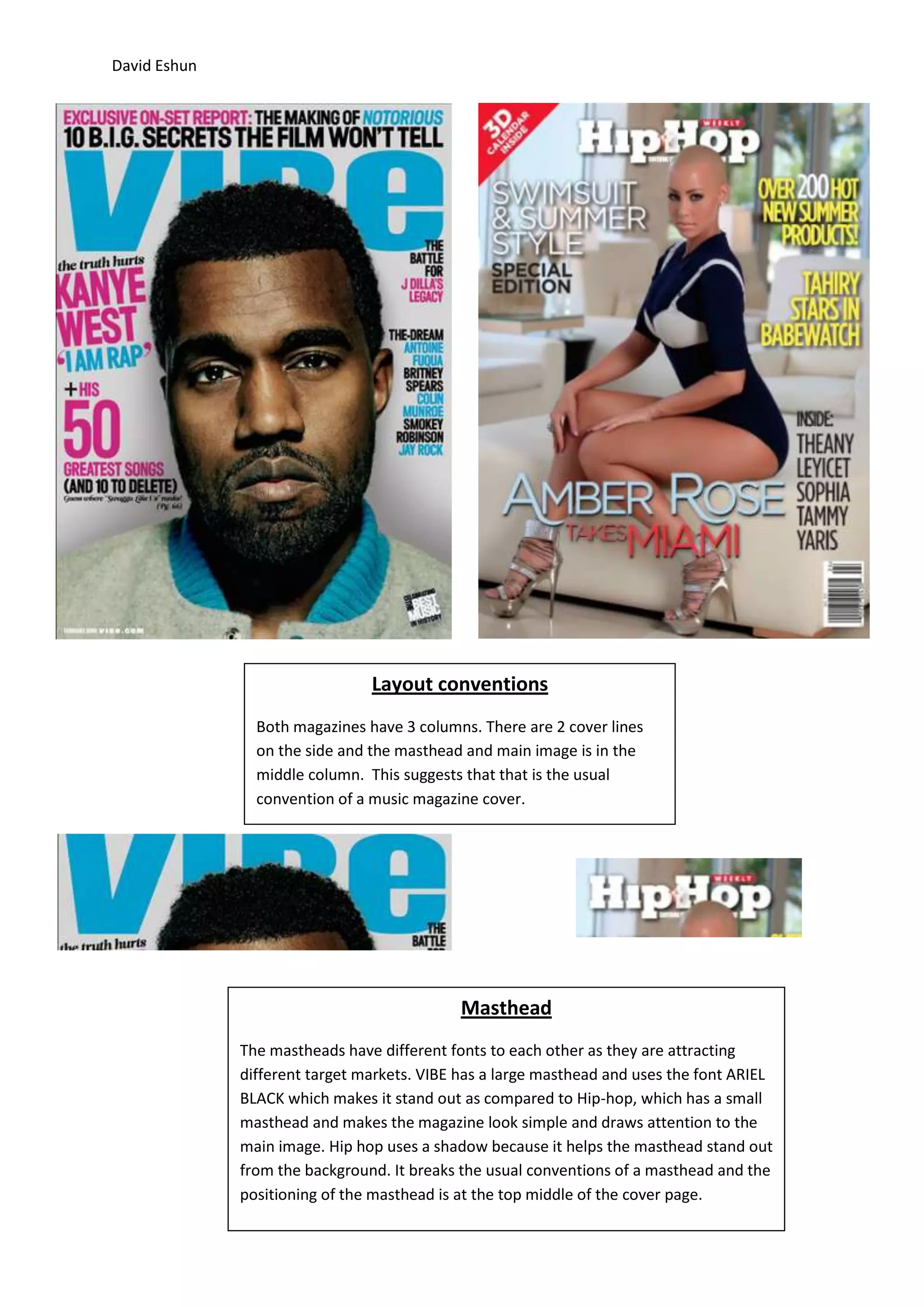 Music magazine cover examples | DOCX