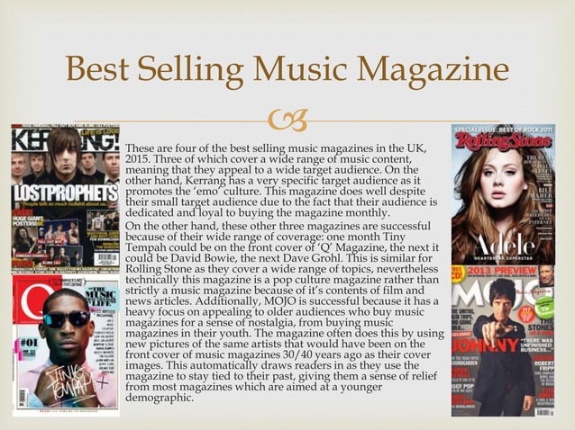 Magazine Genres | PPTX | Adult Contemporary Music | Music
