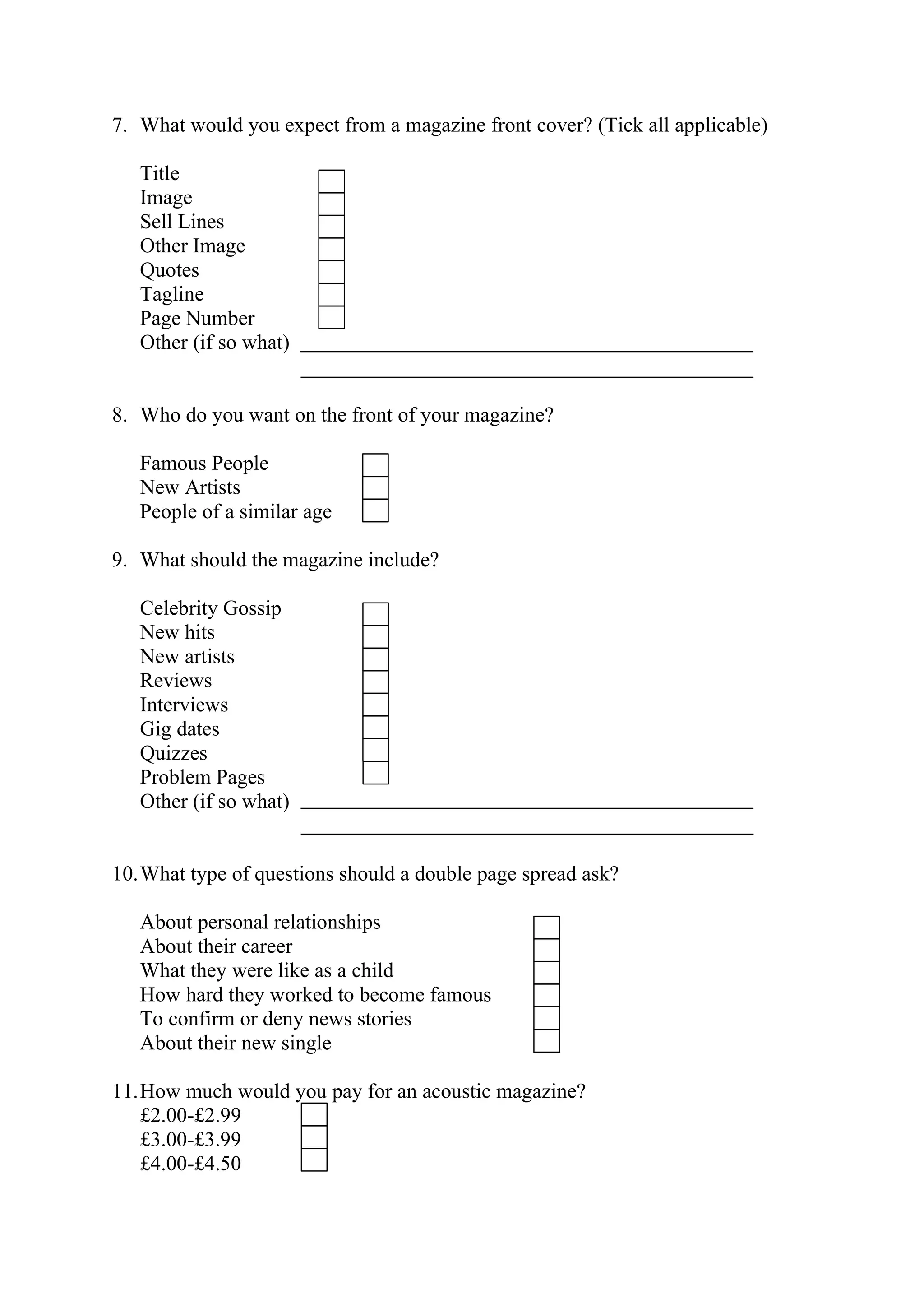 Music magazine questionnaire | ODT | Music | Entertainment