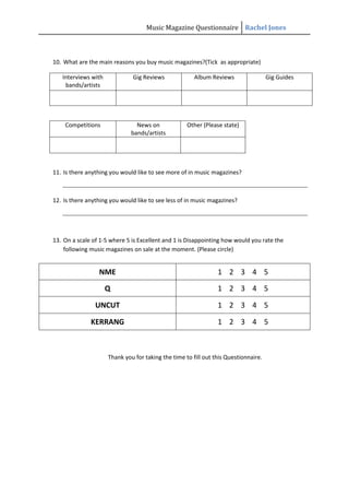 Music magazine questionnaire | DOCX