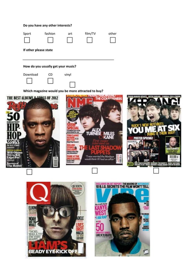 Music magazine questionnaire | DOCX