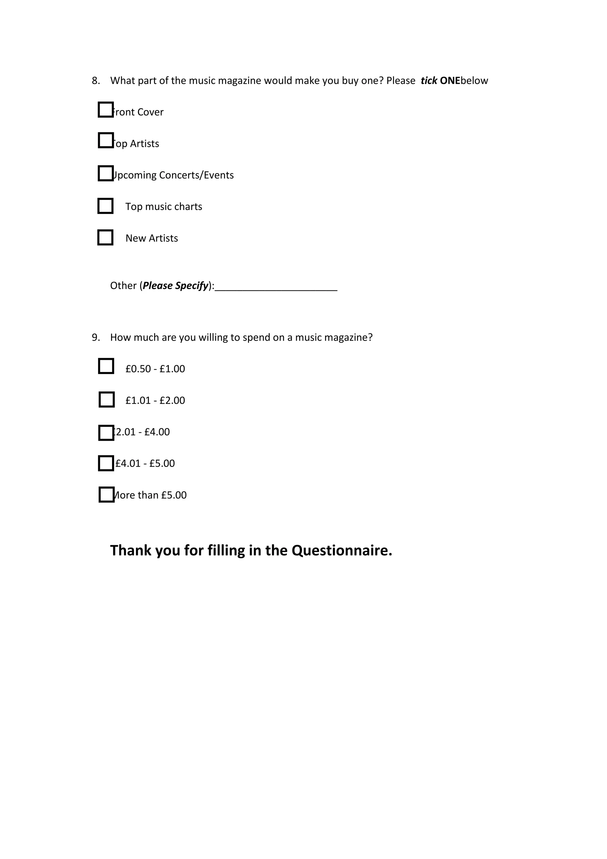 Blank Questionnaire | DOCX