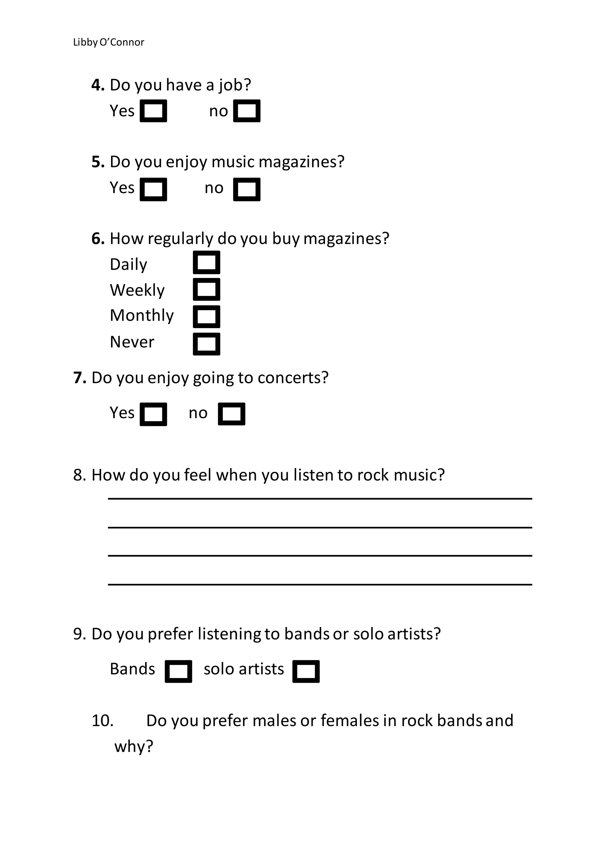 Music magazine questionnaire | DOCX
