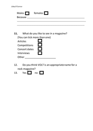Music magazine questionnaire | PDF