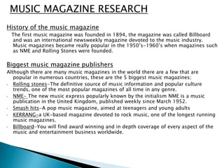 Music magazine research | PPTX