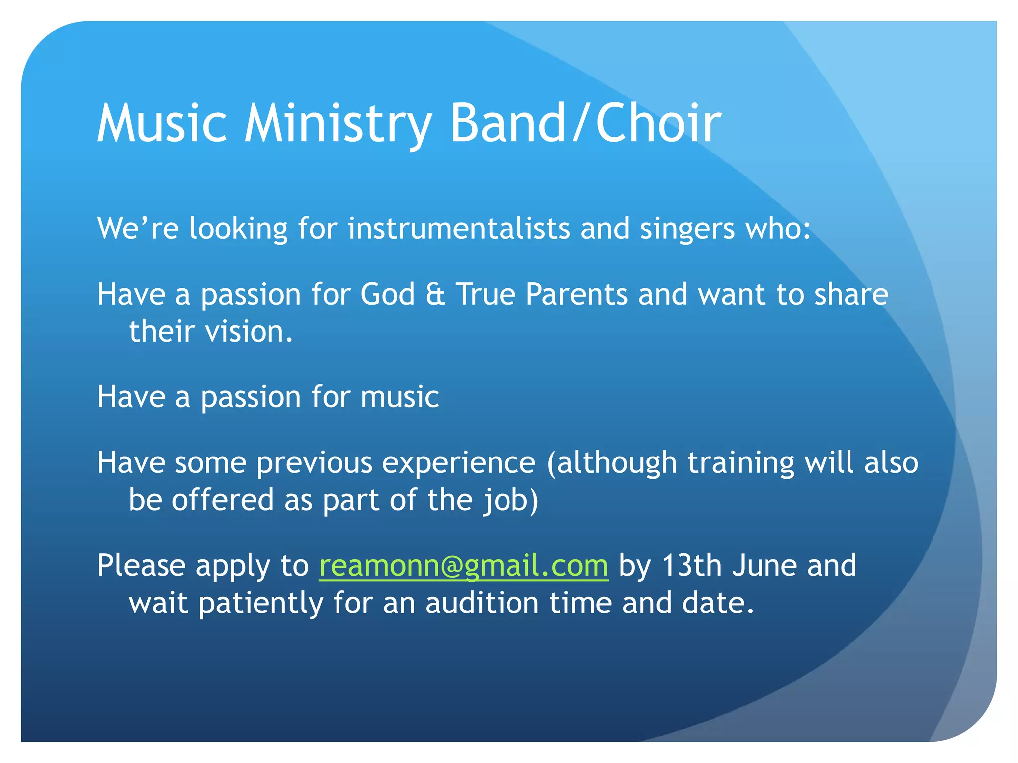Music ministry presentation | PPTX