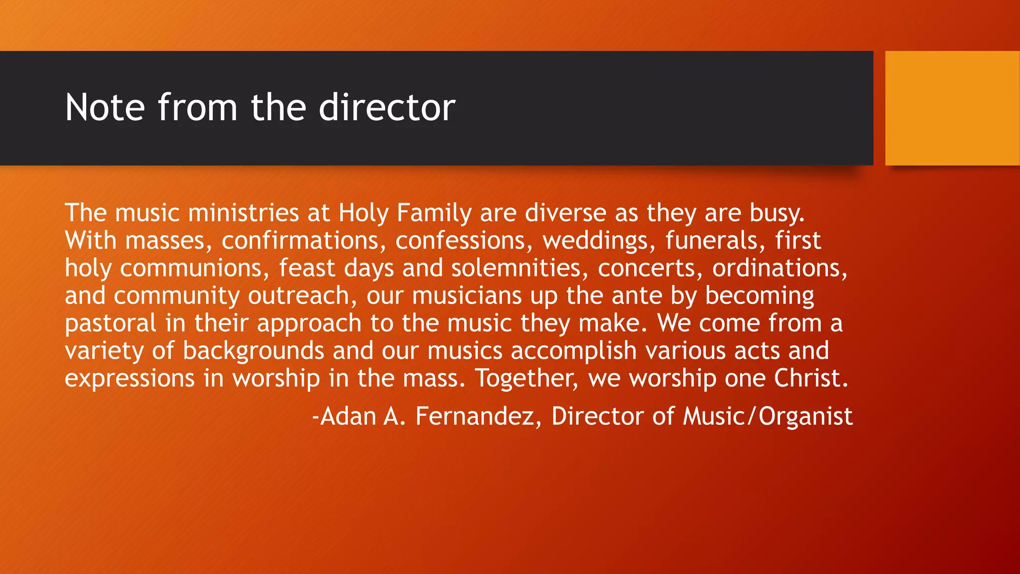 Music Ministry Overview | PPT