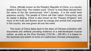 Music of china | PPTX | Music | Entertainment