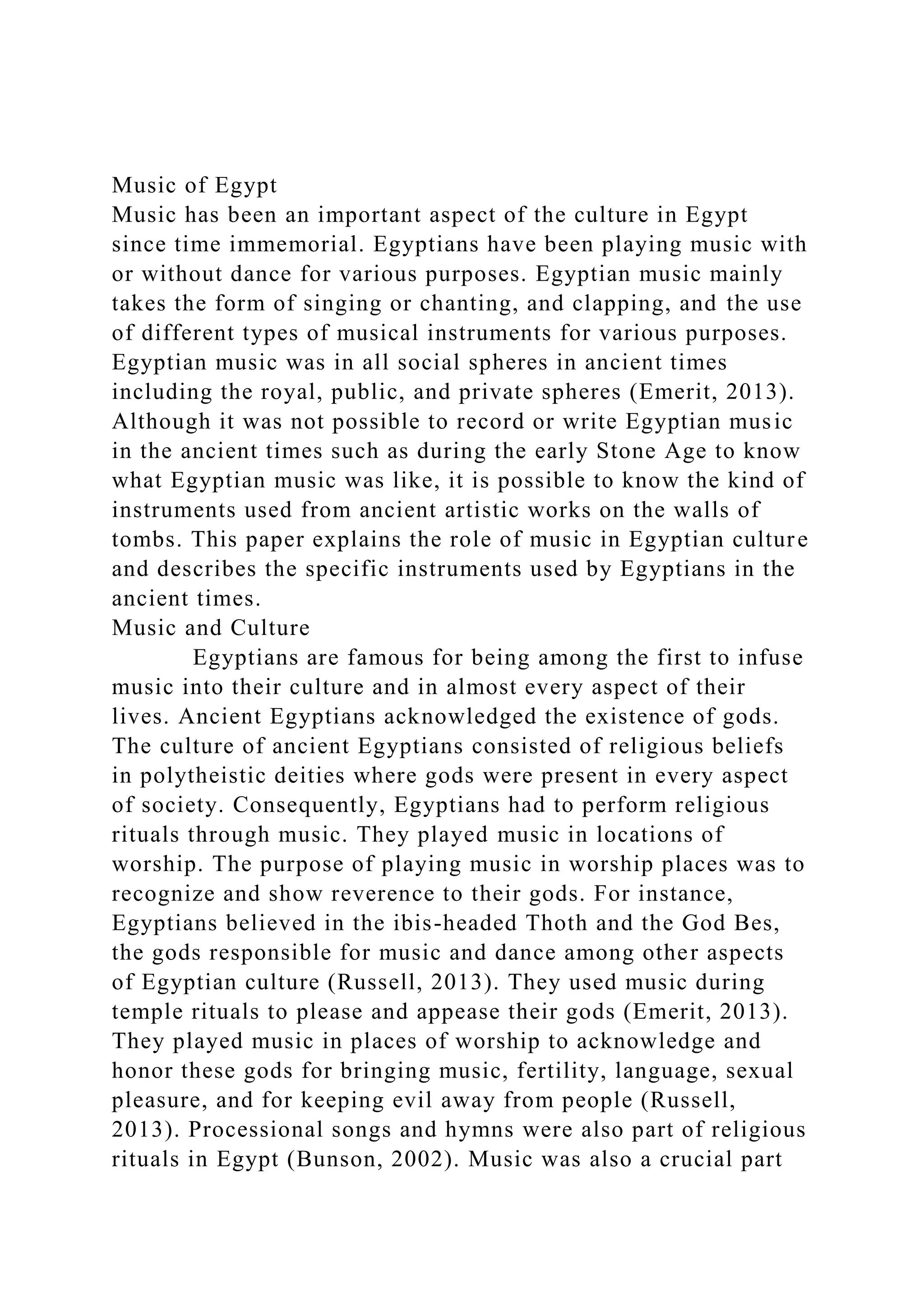 Music of EgyptMusic has been an important aspect of the culture .docx