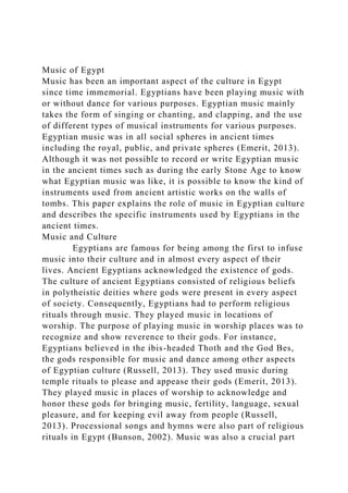 Music of EgyptMusic has been an important aspect of the culture .docx