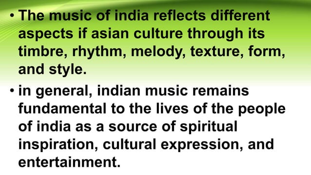 Music of india (grade 8 mapeh music lesson) | PPTX | Music | Entertainment