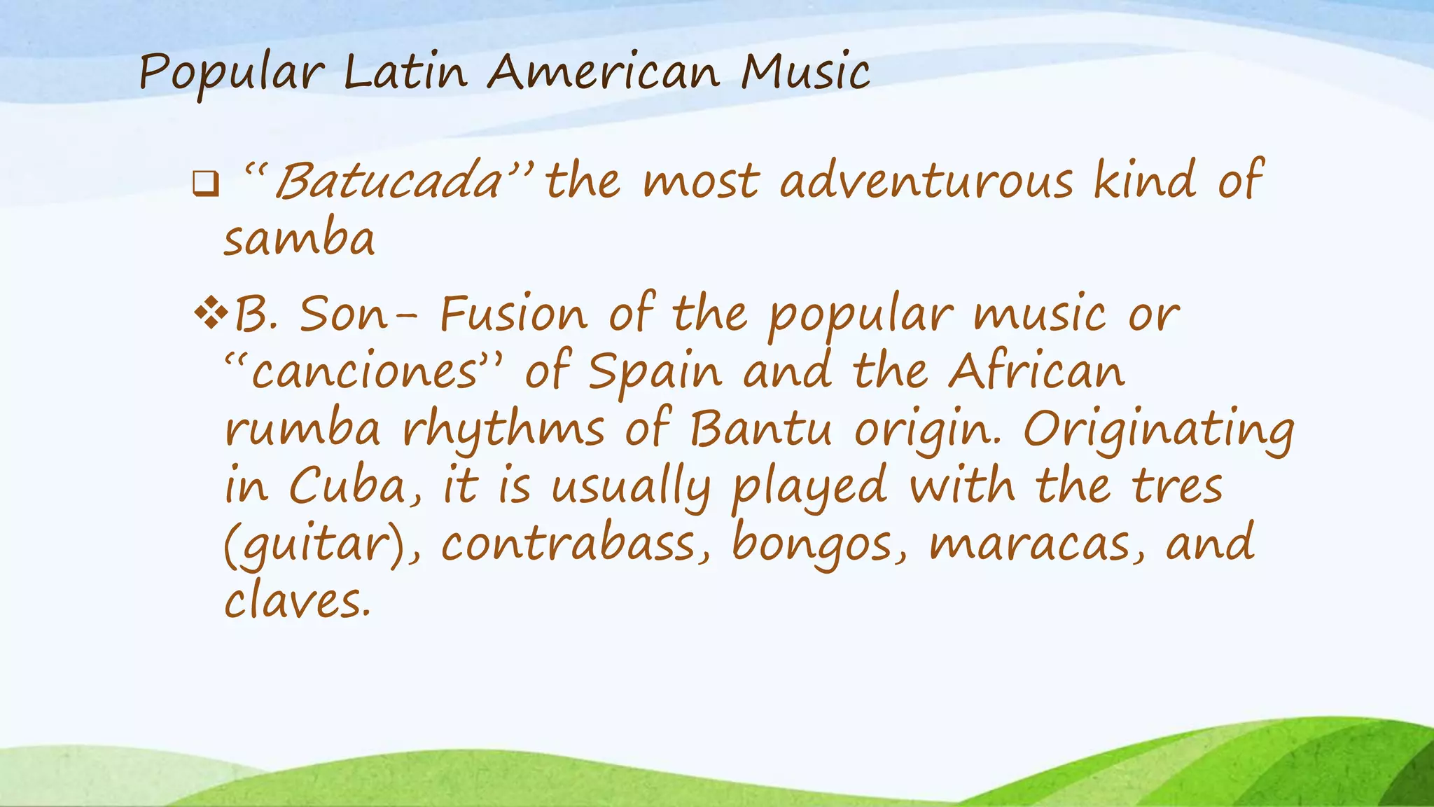 Music of Latin America for Grade 10 NTOT 2015 | PPTX