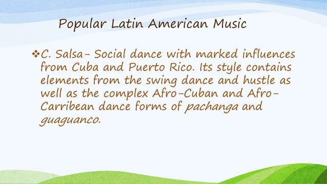 Music of Latin America for Grade 10 NTOT 2015 | PPTX | Reggae | Music